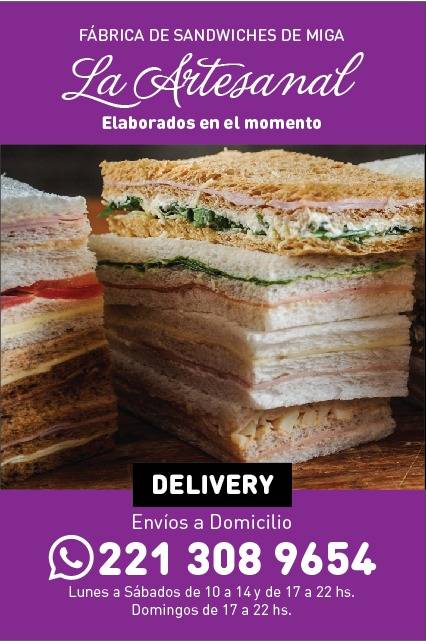 Carta de LA ARTESANAL fábrica de sandwiches de miga, San Carlos