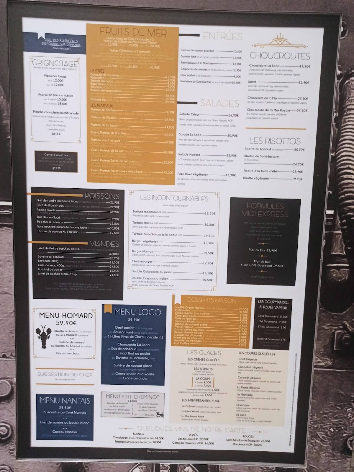 Menu at LA LOCO restaurant, Nantes