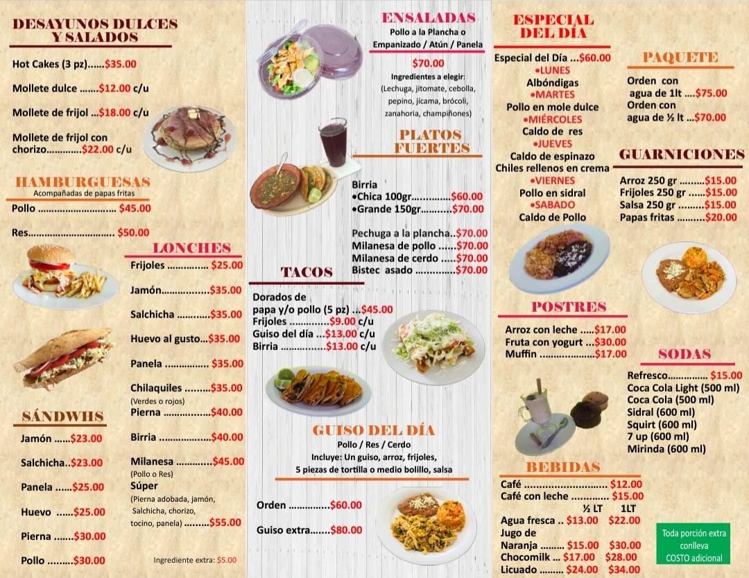 Menu at La Comida de Mama Licha restaurant, Guadalajara
