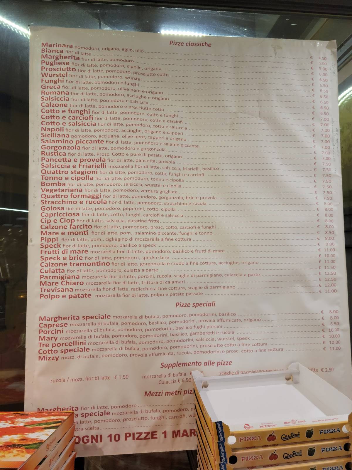 Carta del restaurante La Forchetta Alata, Fontanellato