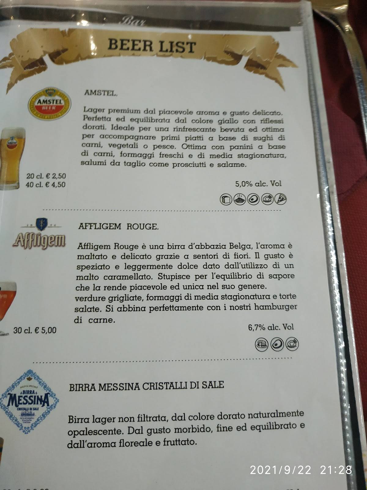 Menu da La Perla Nera ristorante, Catania, Via Messina