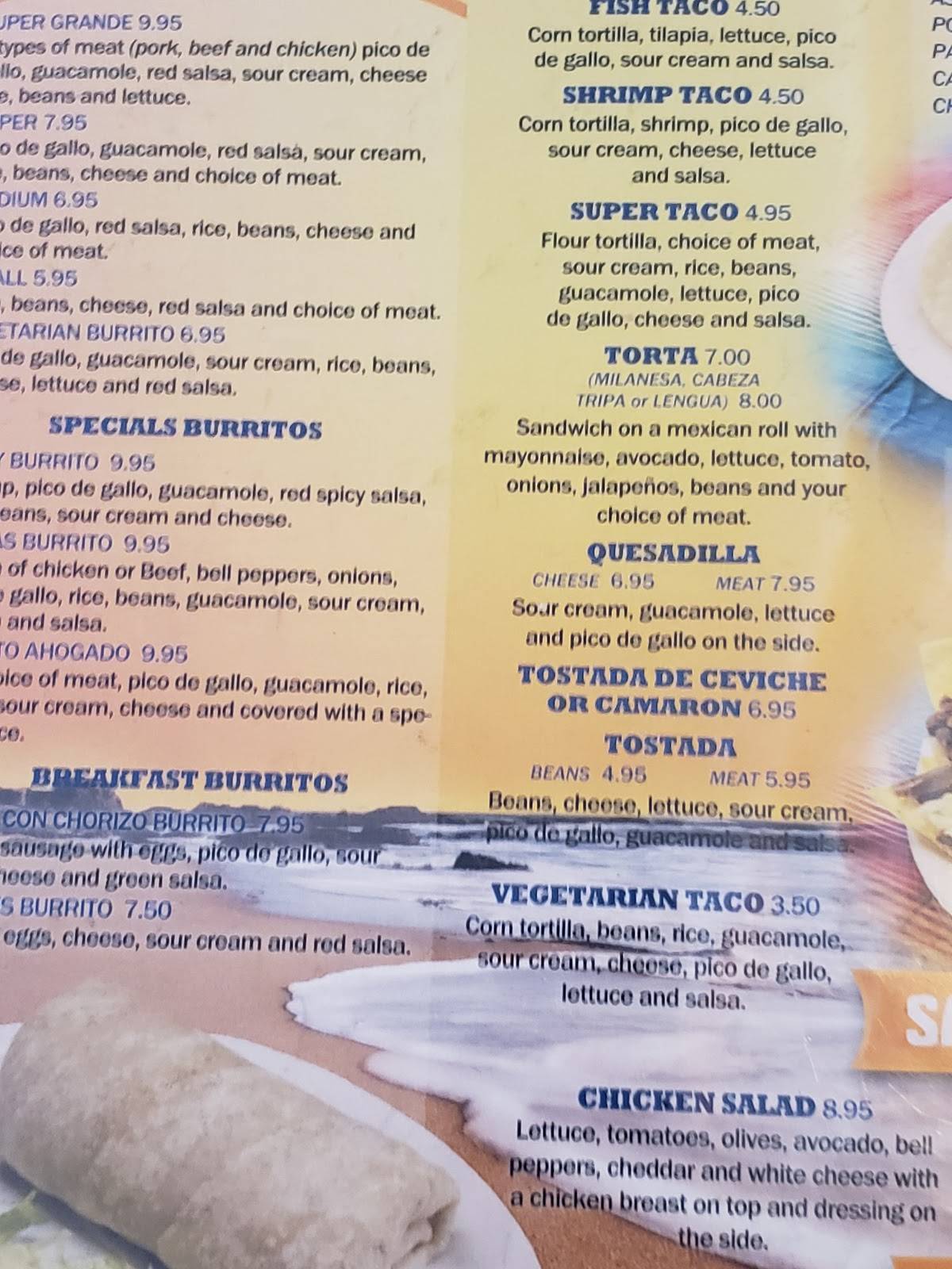Menu at La Roca Mexican Restaurant, Newport