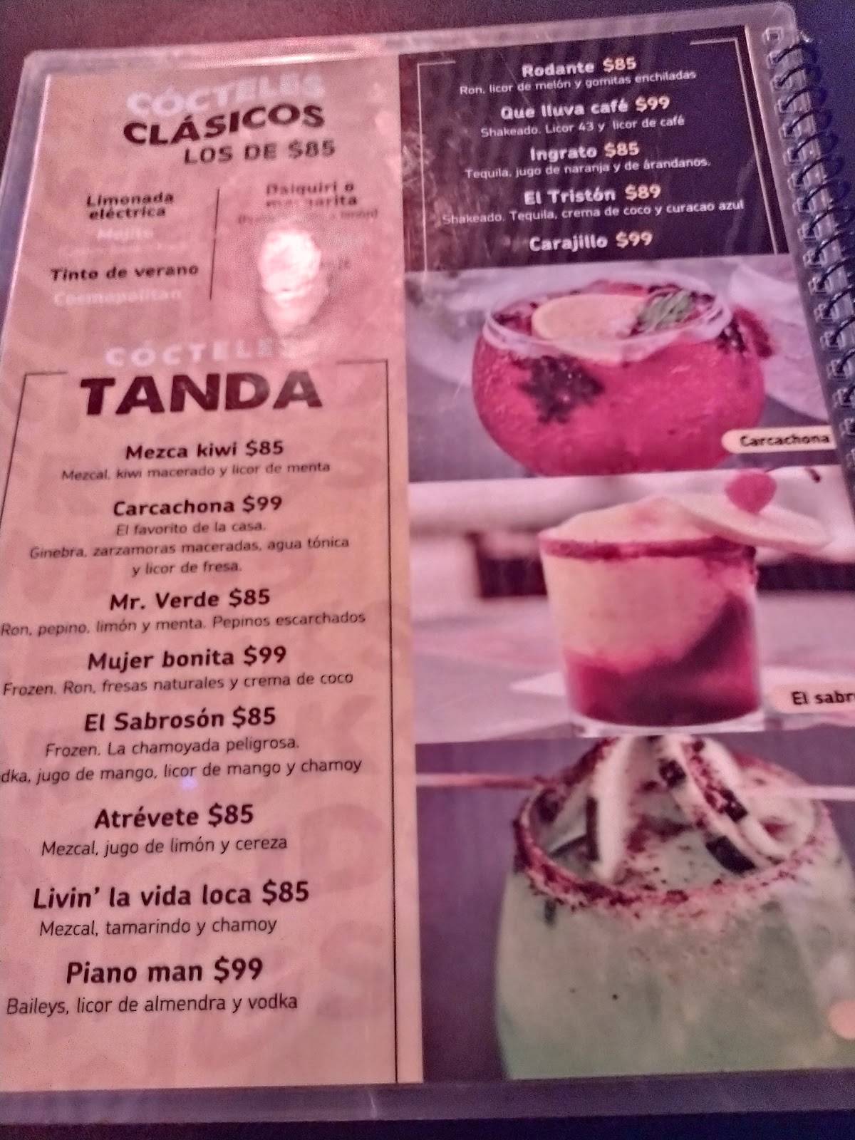Carta del pub y bar La Tanda Santiago, Merida