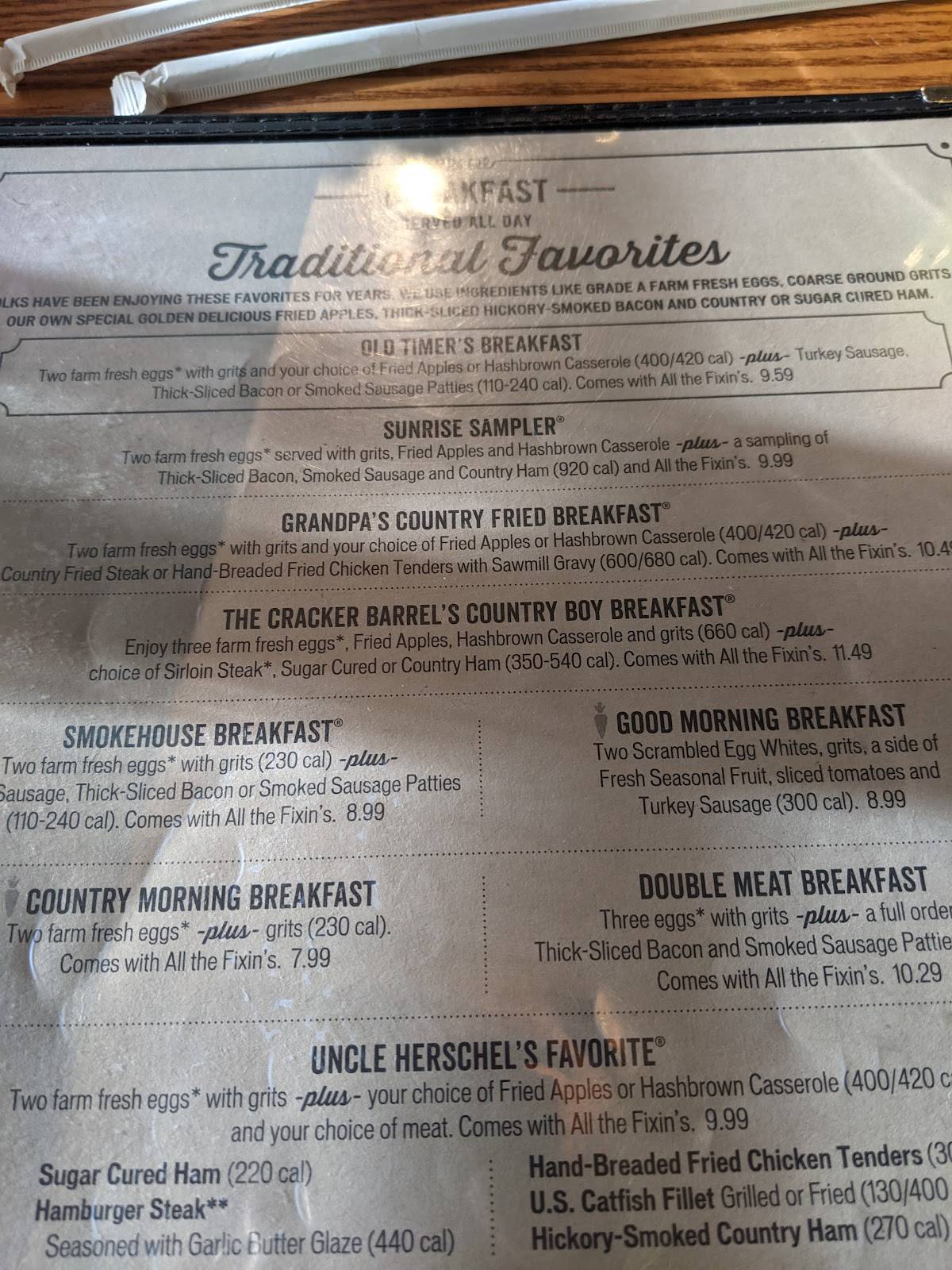 Menu at Cracker Barrel Old Country Store, Lakeville, Kenyon Ave