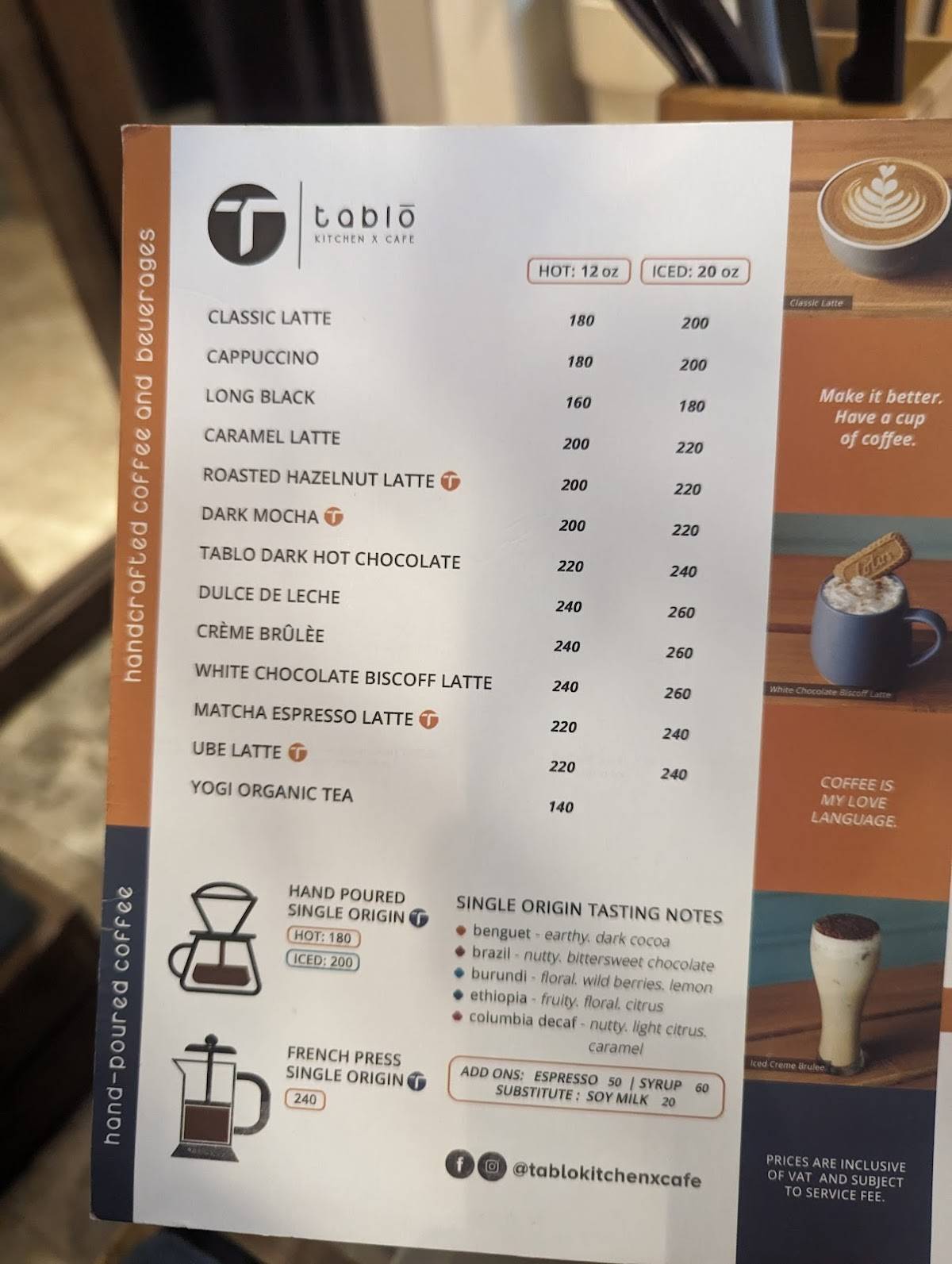 Menu at Tablo Kitchen x Cafe BF Resort Village, Las Pinas