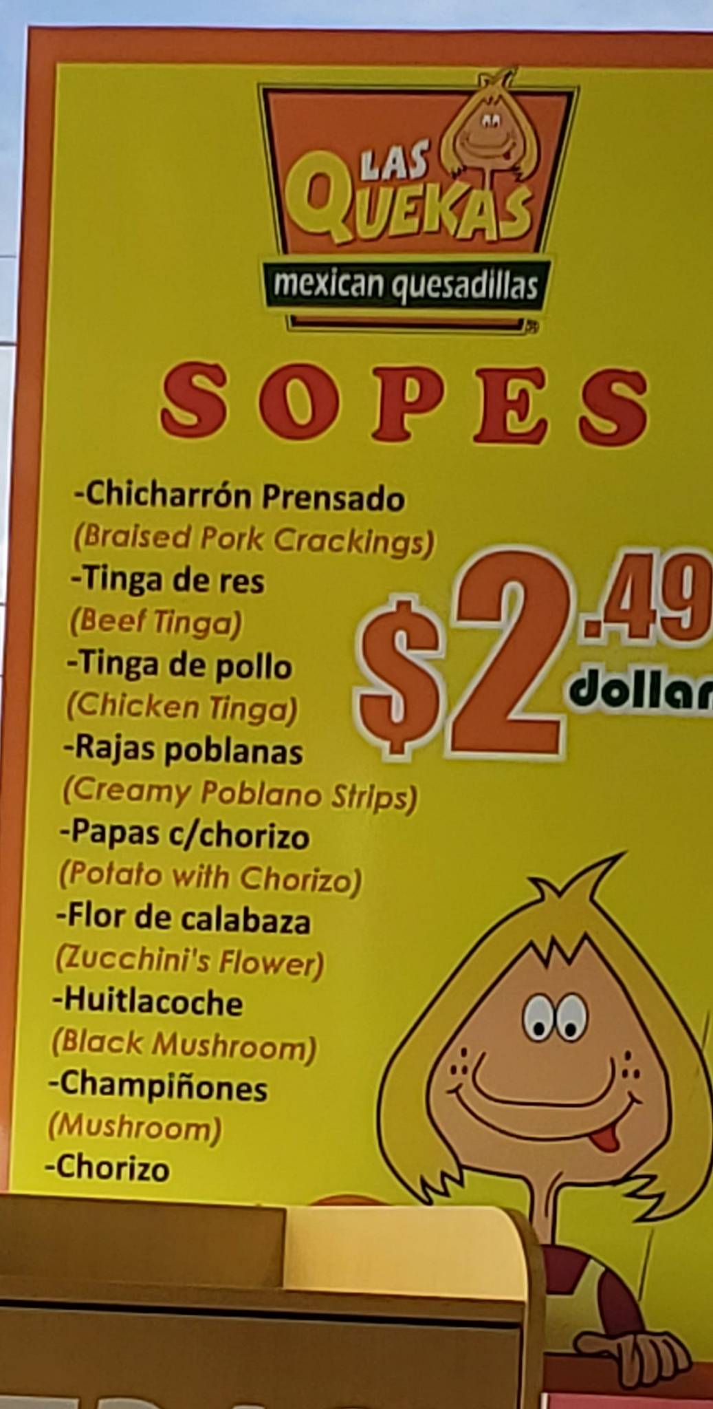 Menu at Las Quekas Military restaurant, San Antonio