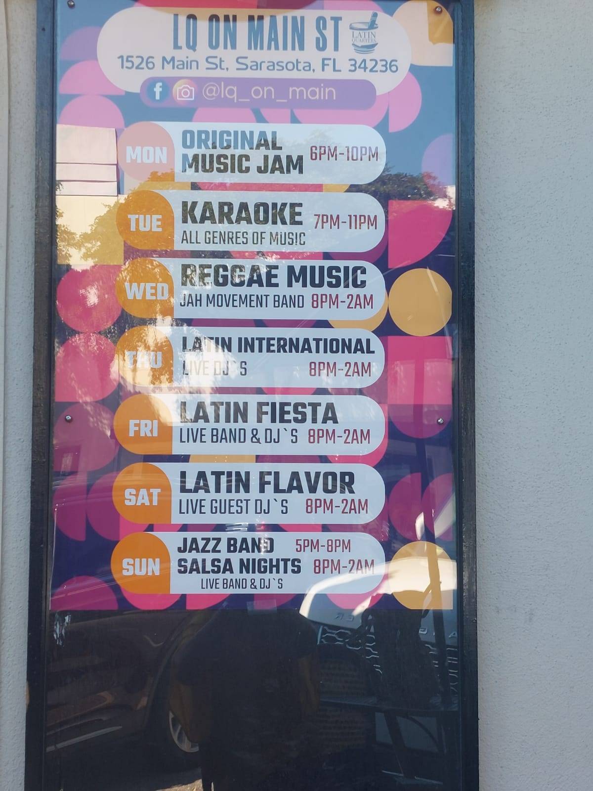 Menu at Latin Quarters restaurant, Sarasota