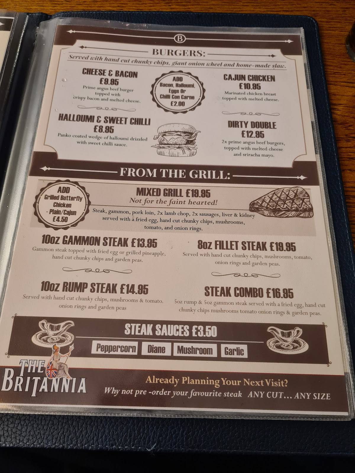Menu at The Britannia pub & bar, Pudsey, 239 Swinnow Rd