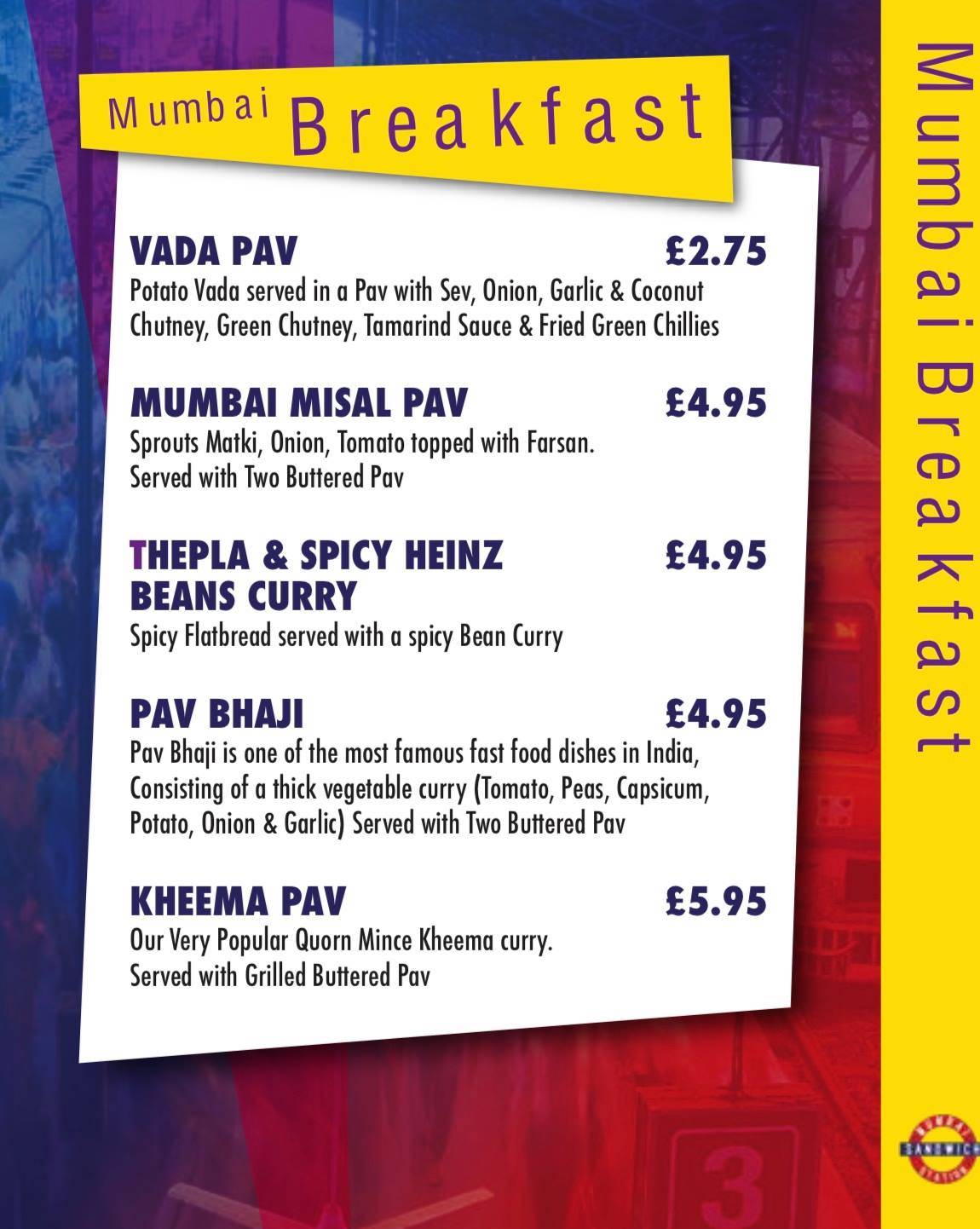 Menu at Mumbai Sandwich Station restaurant, Leicester