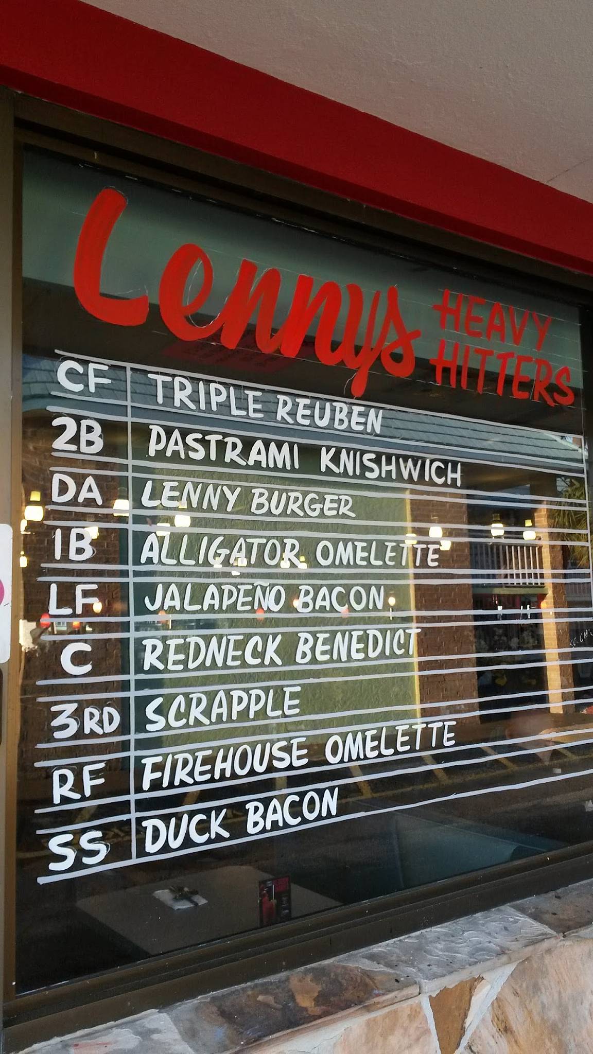 Menu at Lenny’s Restaurant, Clearwater