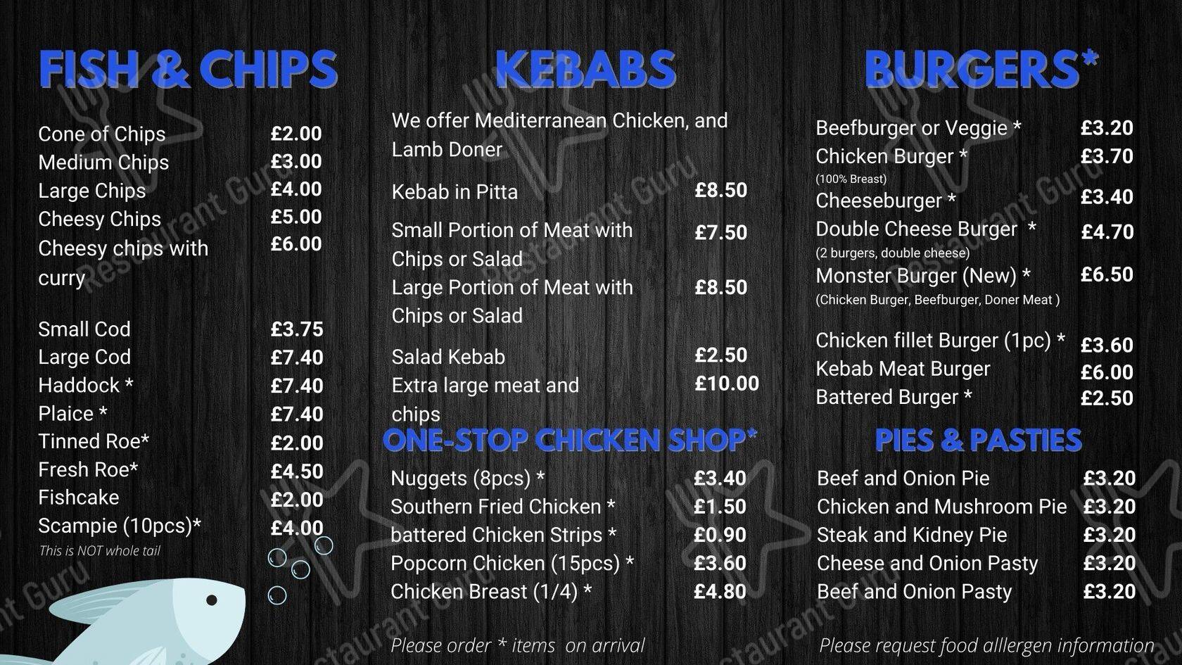 Menu at Leominster Fish Bar, Leominster