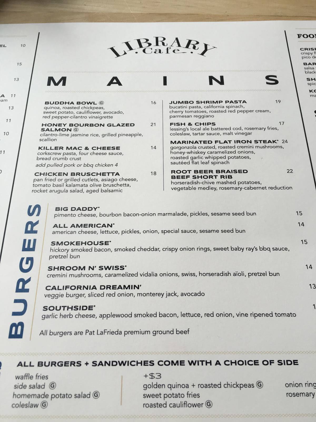 Menu at Library Café pub & bar, Farmingdale