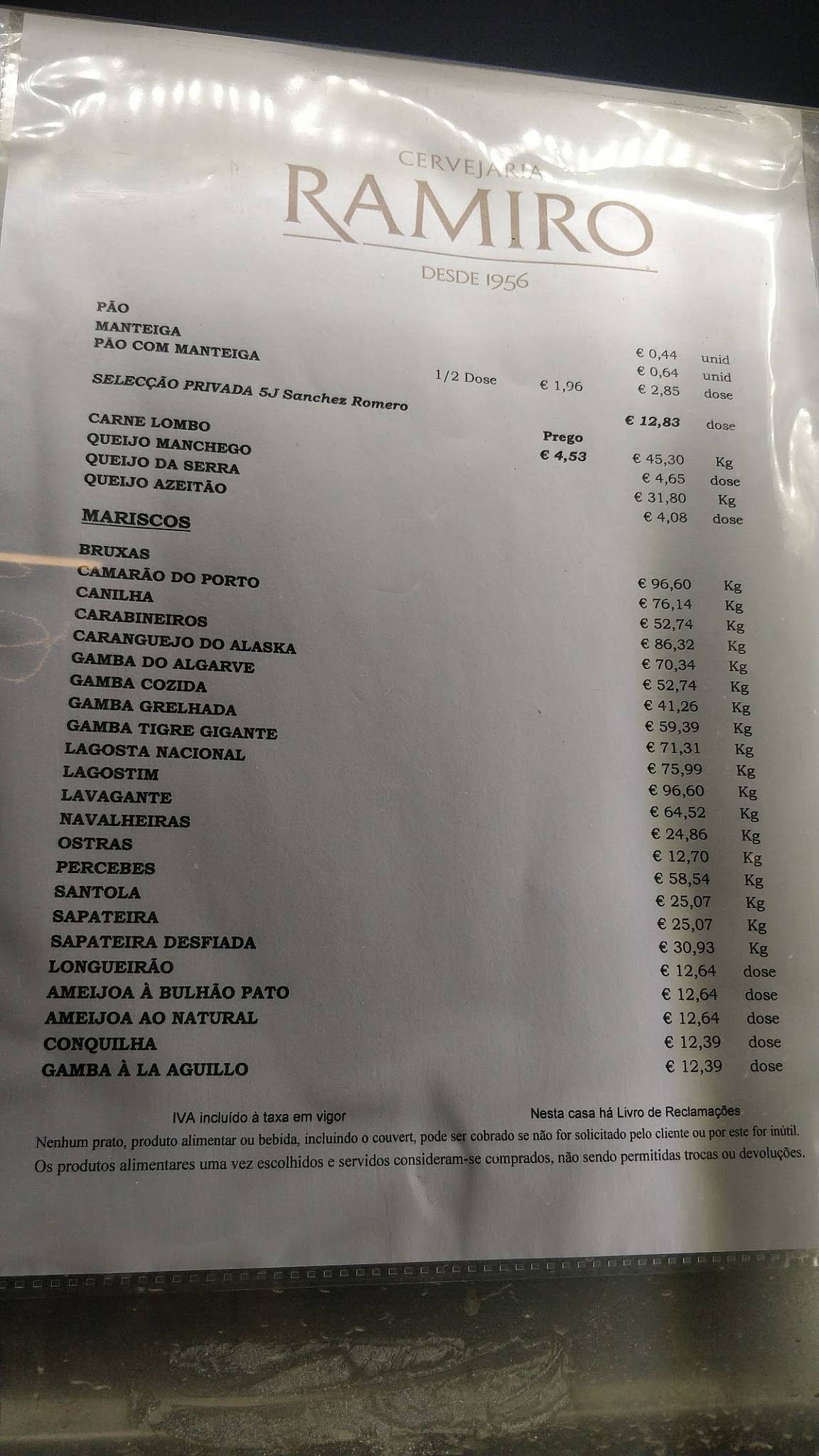 Menu em Cervejaria Ramiro pub & Bar, Lisboa, 1150-007 Lisboa