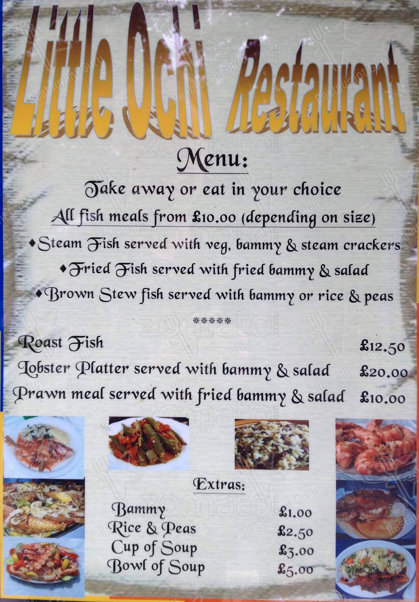Menu at Little Ochi Seafood Restaurant, London