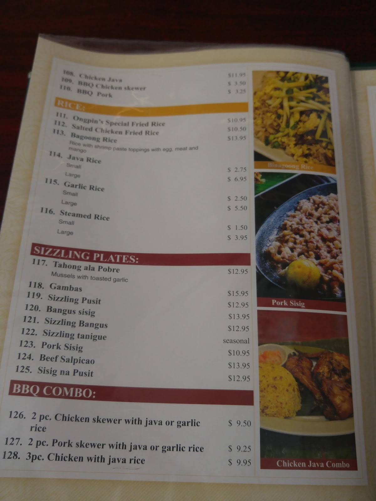 Menu at Little Ongpin Restaurant, Richmond
