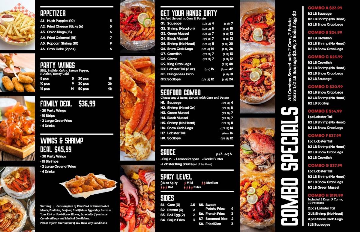 Menu at Lobster King Cajun Seafood & Wings - Tupelo restaurant, Tupelo