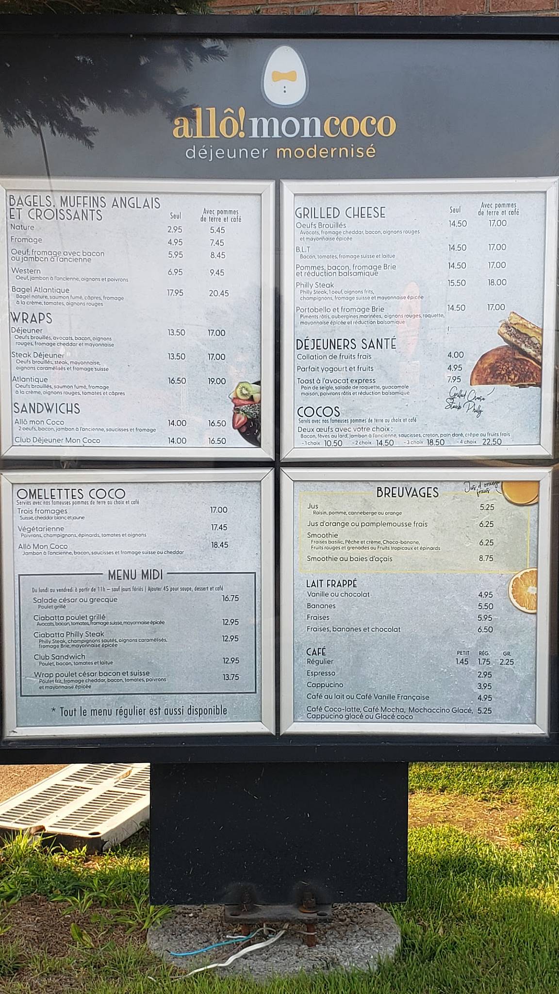 Menu au Allô! Mon Coco restaurant, Sainte-Julie, Rue Léonard-de-Vinci
