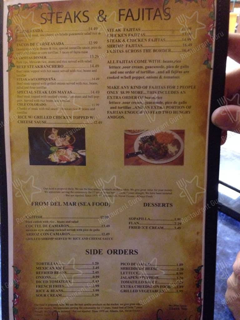 Menu at Los Mayas Mexican Restuarant restaurant, DeRidder, 804 N Pine St