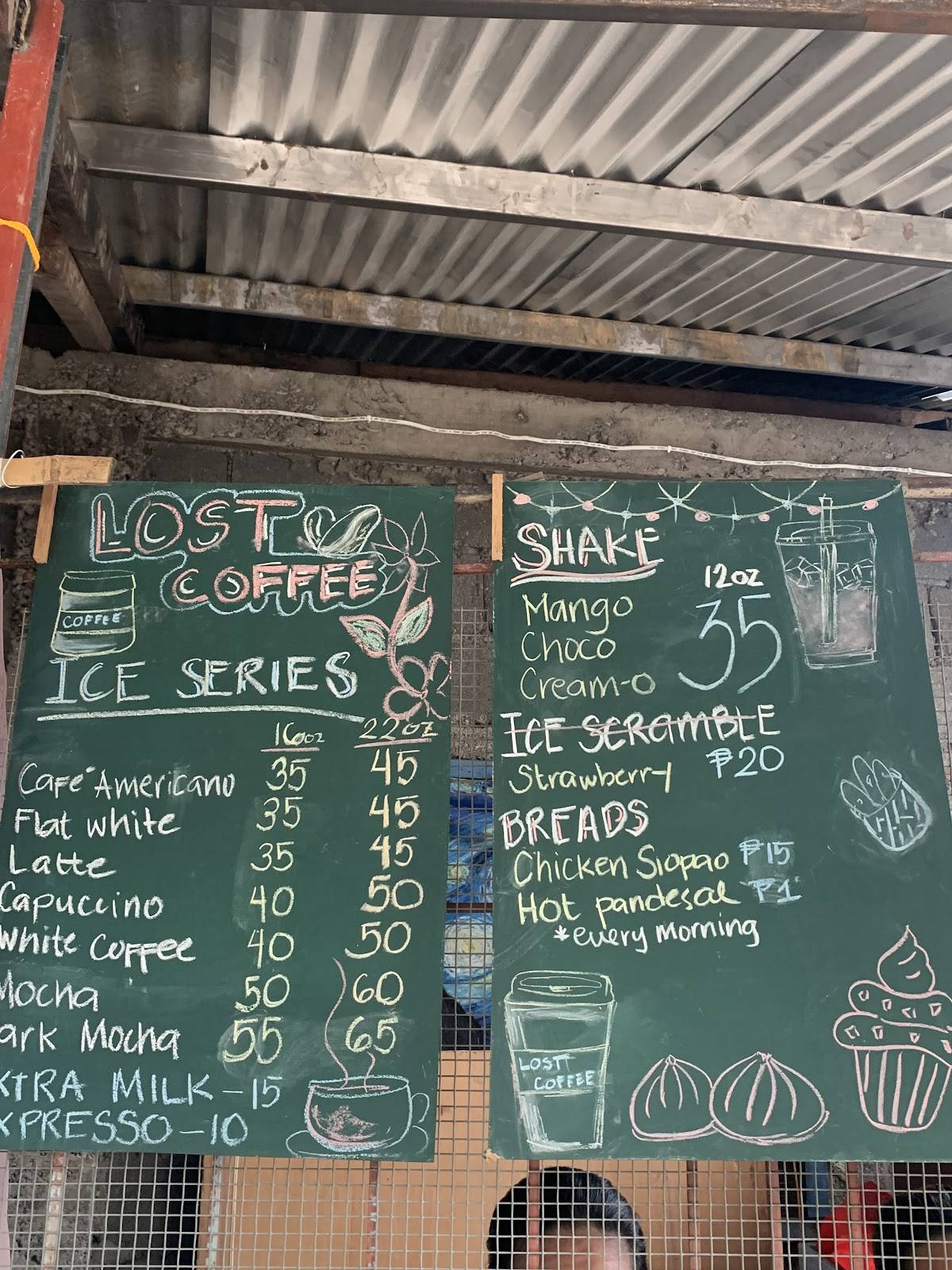Menu at Lost Coffee, Cotabato City