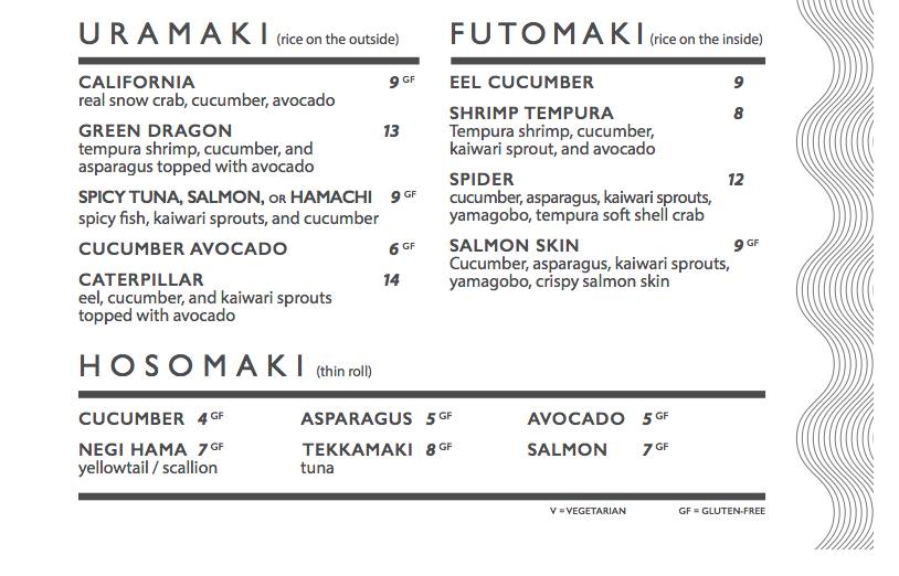 Menu at Lotus Lounge restaurant, Flagstaff