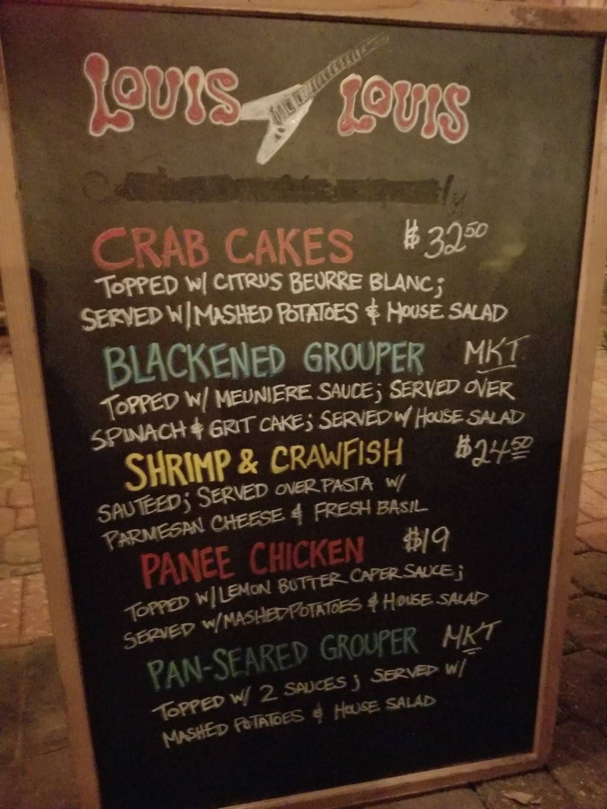 Menu at Louis Louis restaurant, Santa Rosa Beach