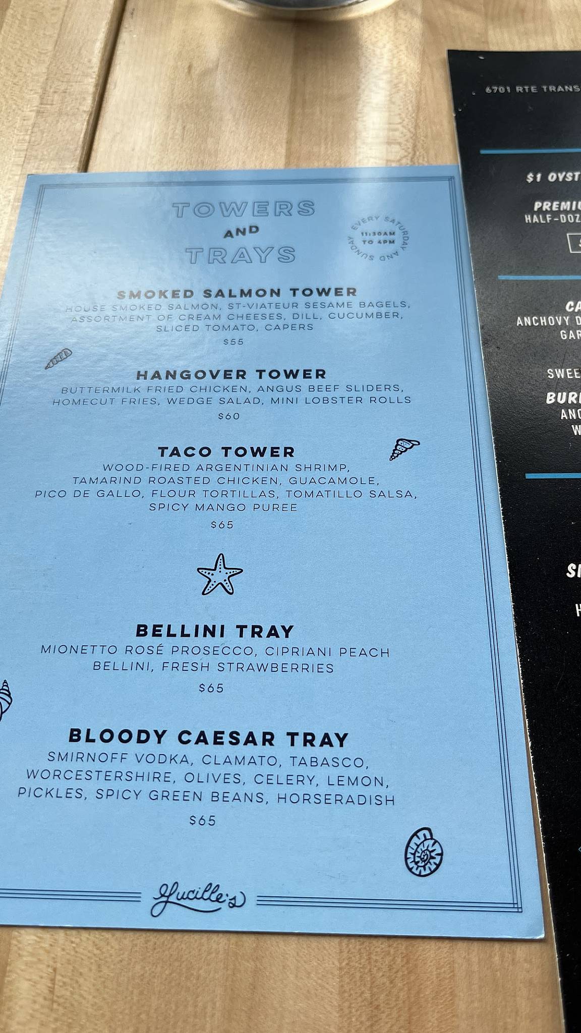 Menu at Lucille's Fairview Pointe-Claire pub & bar, Pointe-Claire