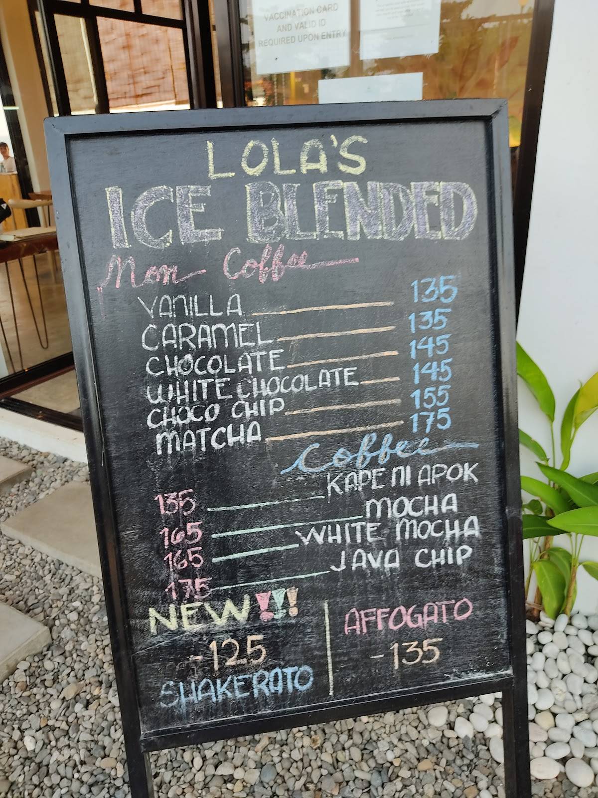 Menu at Lola Mending’s Cafe, Luna