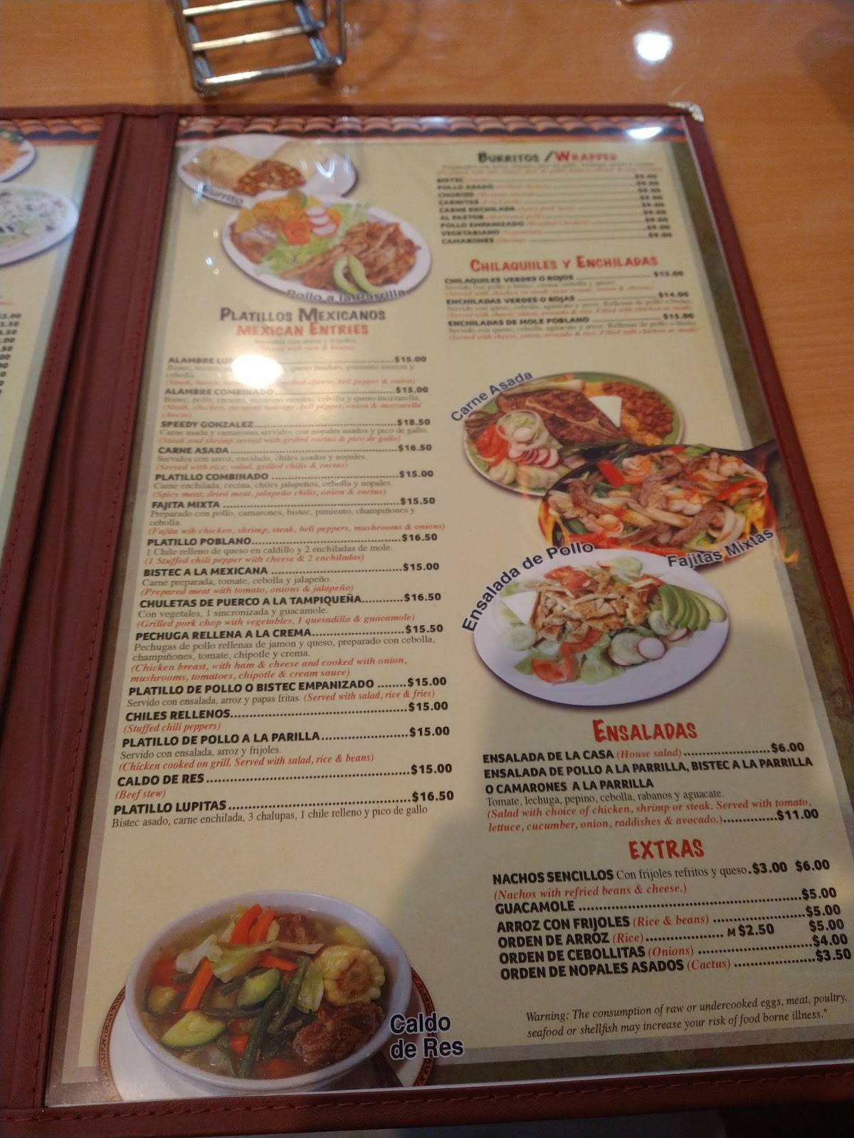Menu at Lupitas Mexican Restaurant and Pizzeria, Camden
