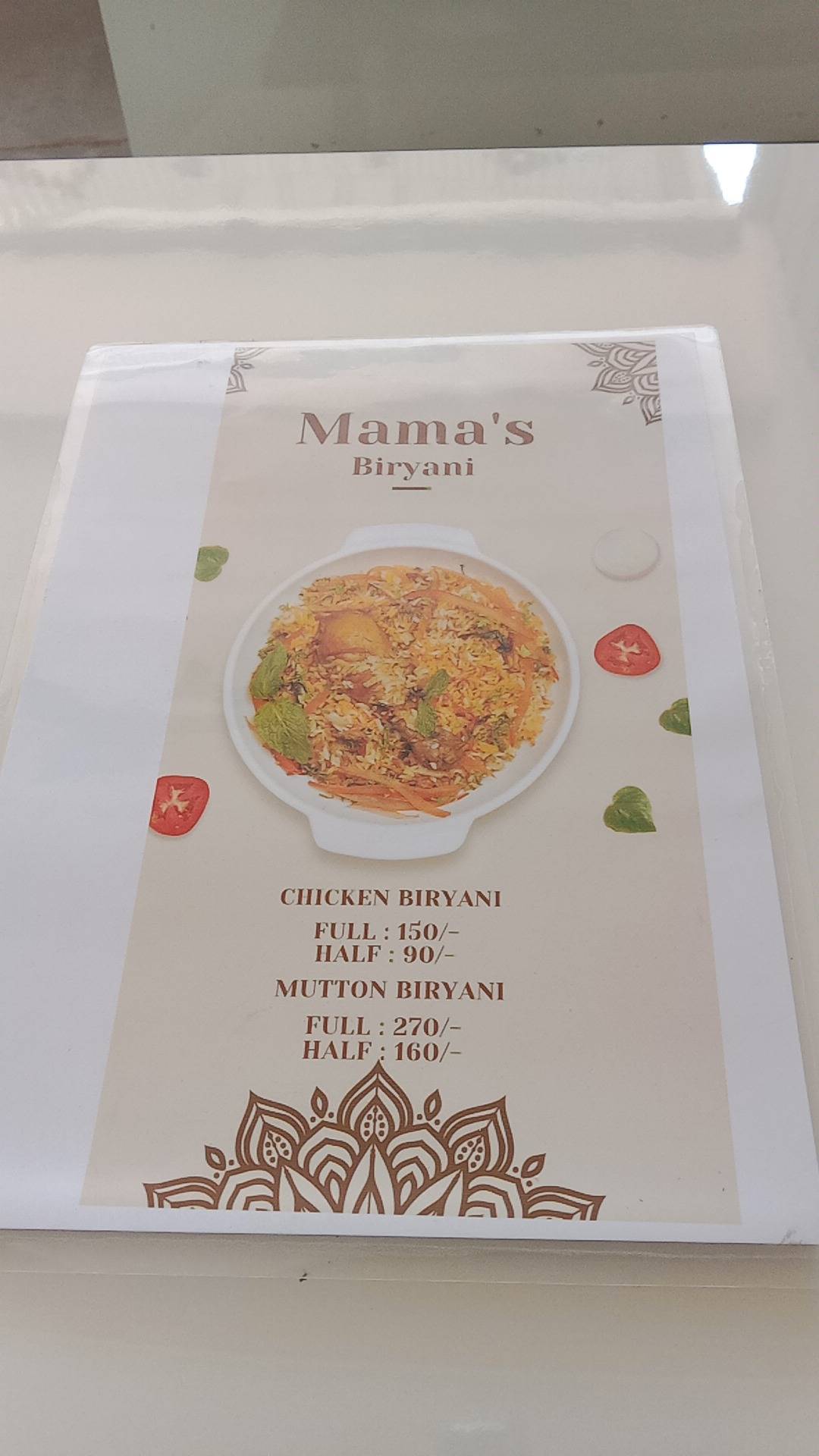 Menu at MAMA'S BIRYANI, Satara