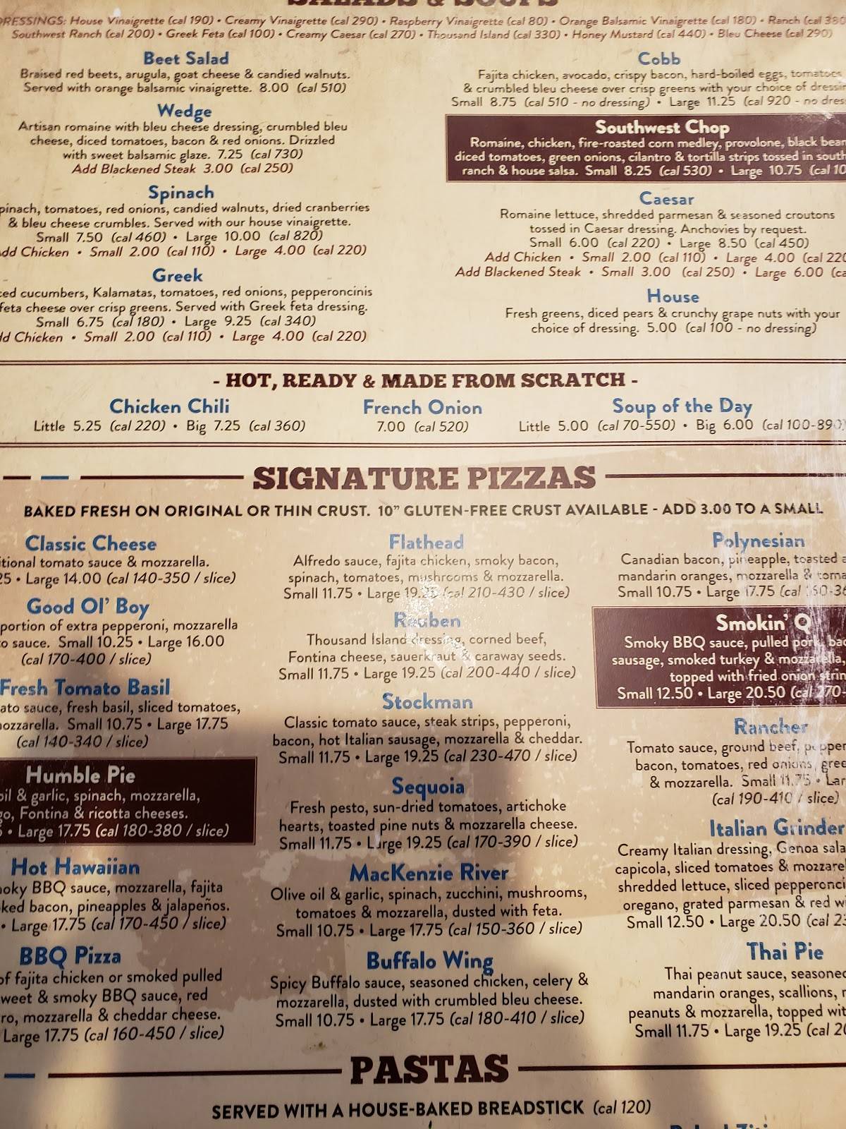 Menu at MacKenzie River Pizza, Grill & Pub, Idaho Falls