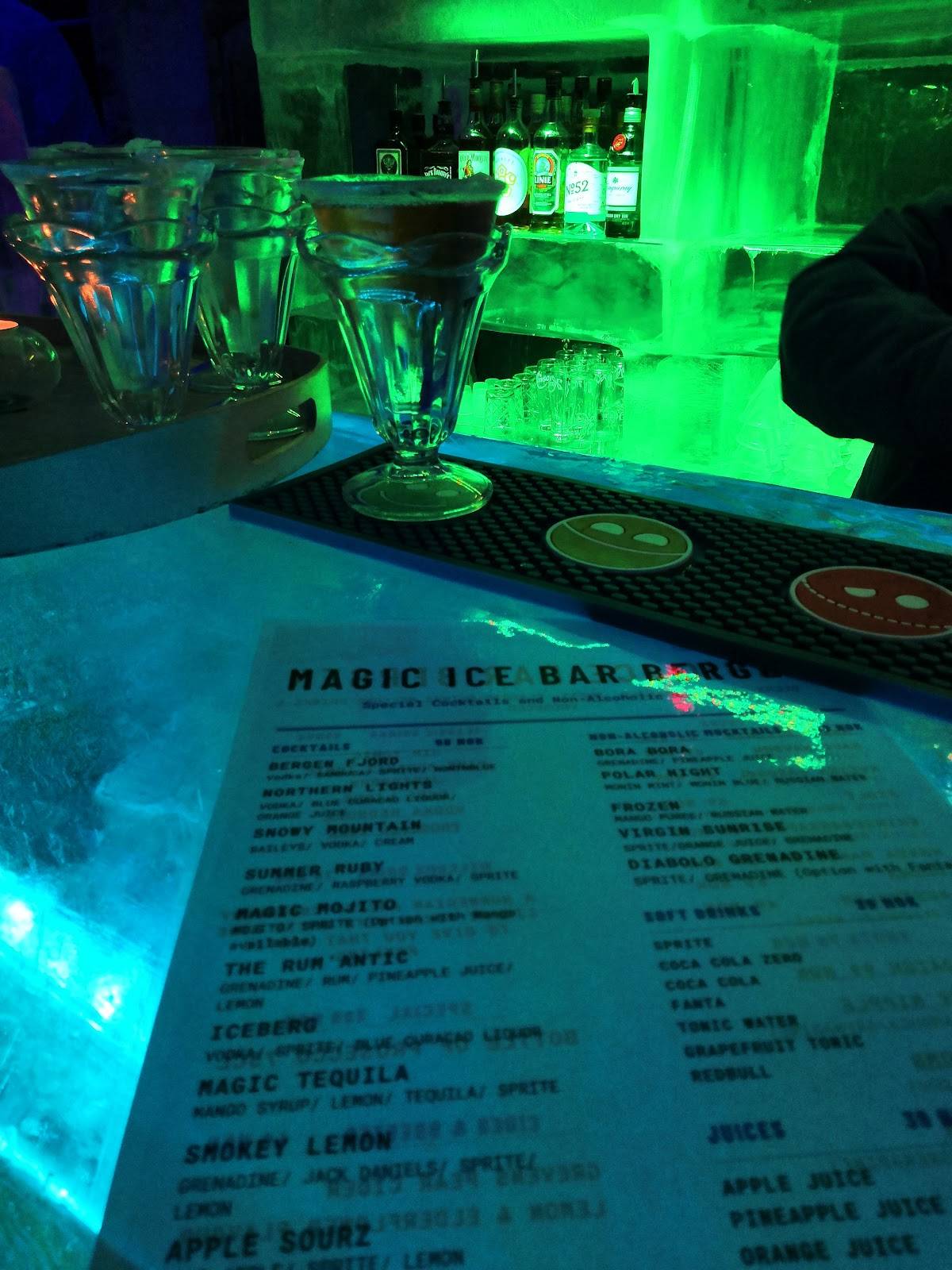 Menu at Magic Ice Bar, Bergen