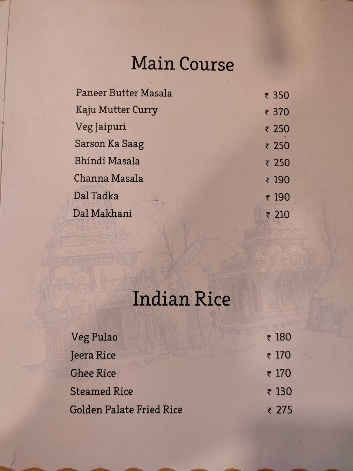 Menu at The Golden Palate ( Pure Vegetarian Restaurant ) - Hotel ...
