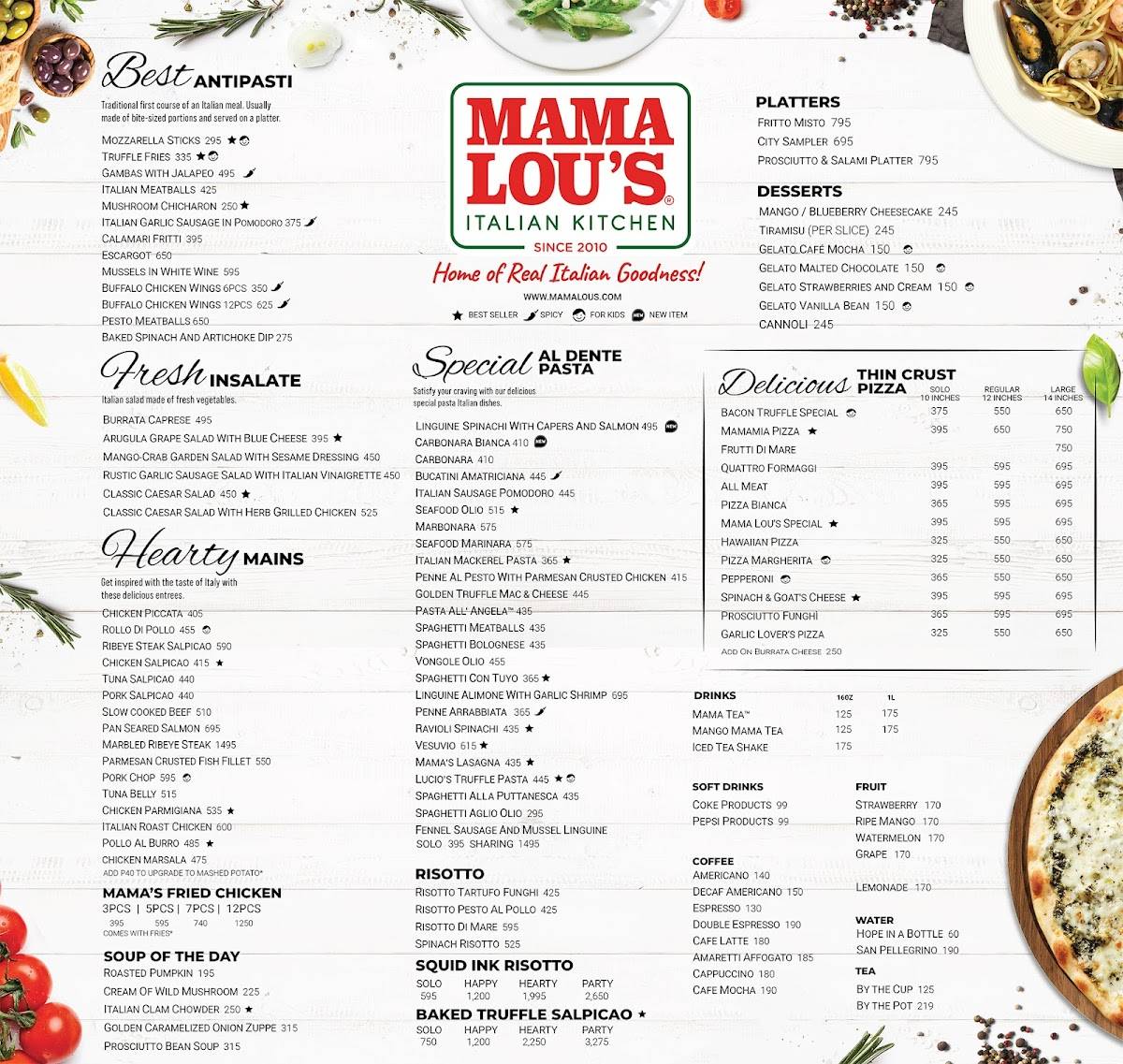 Menu at Mama Lou’s Italian Kitchen - Ayala Malls Feliz restaurant, Pasig
