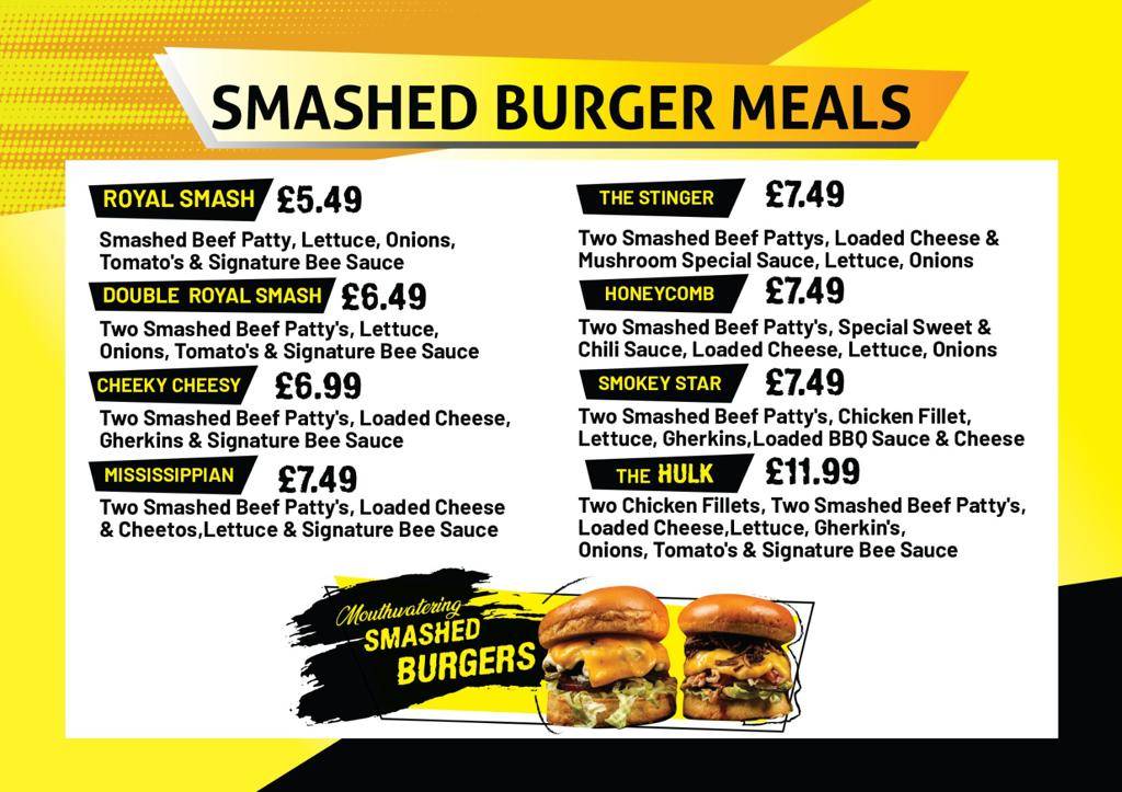 Menu at Shake Bee restaurant, Manchester