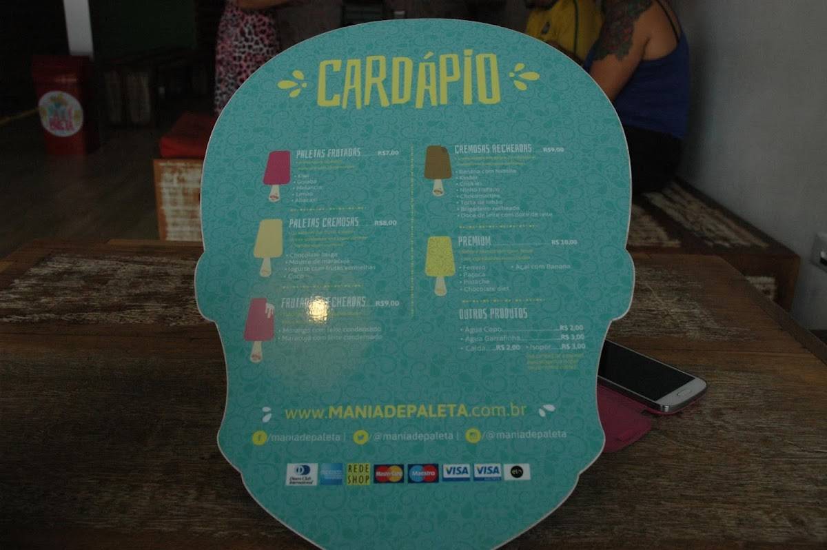 Menu at Mania de Paleta restaurant, Guarulhos