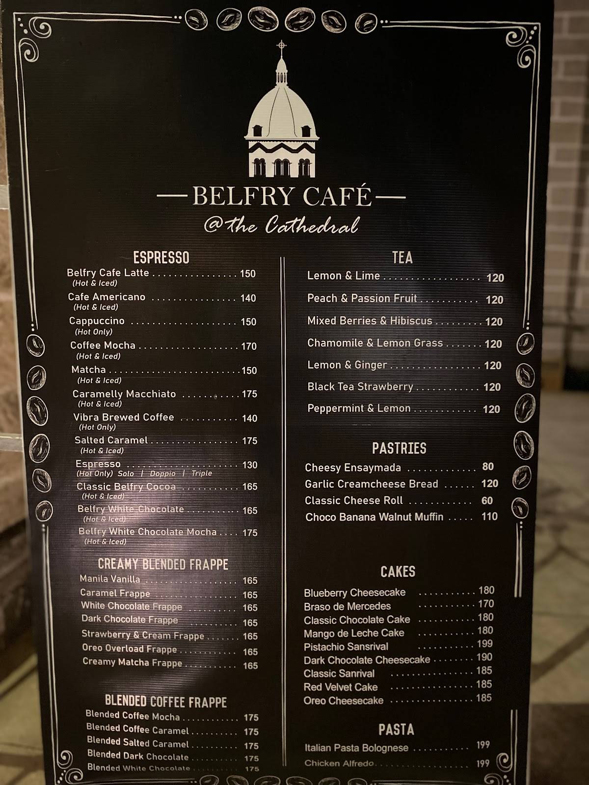 Carta de Belfry Café, Manila
