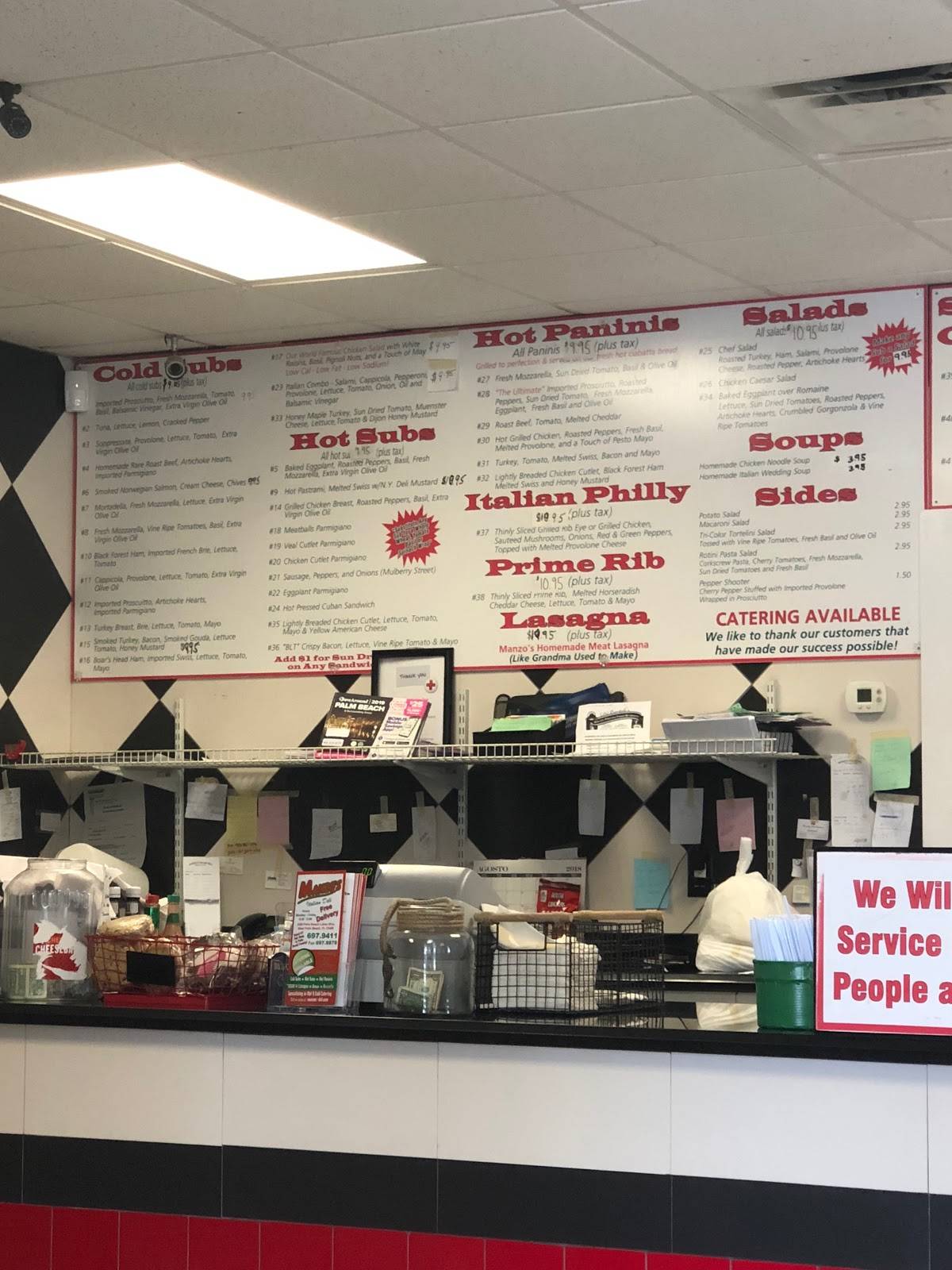 Menu at Manzo's Italian Deli restaurant, West Palm Beach