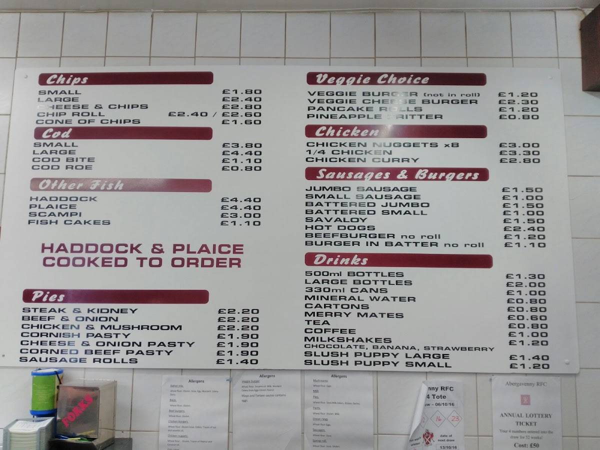 Menu at Market Street Fish Shop restaurant, Abergavenny