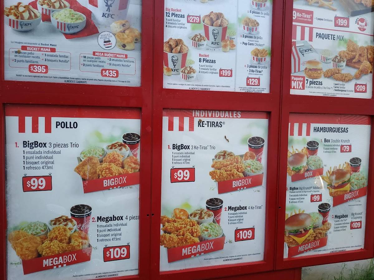 Menu at KFC restaurant, Merida, C. 50 145
