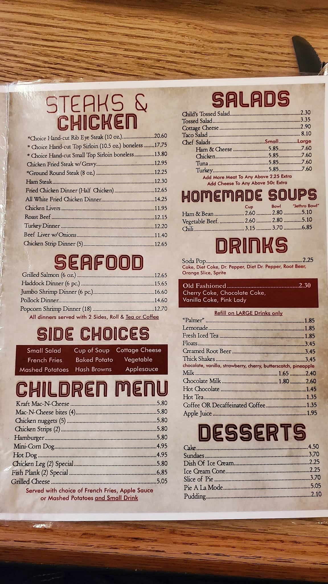 Menu at Merricks Ranch House restaurant, North Platte