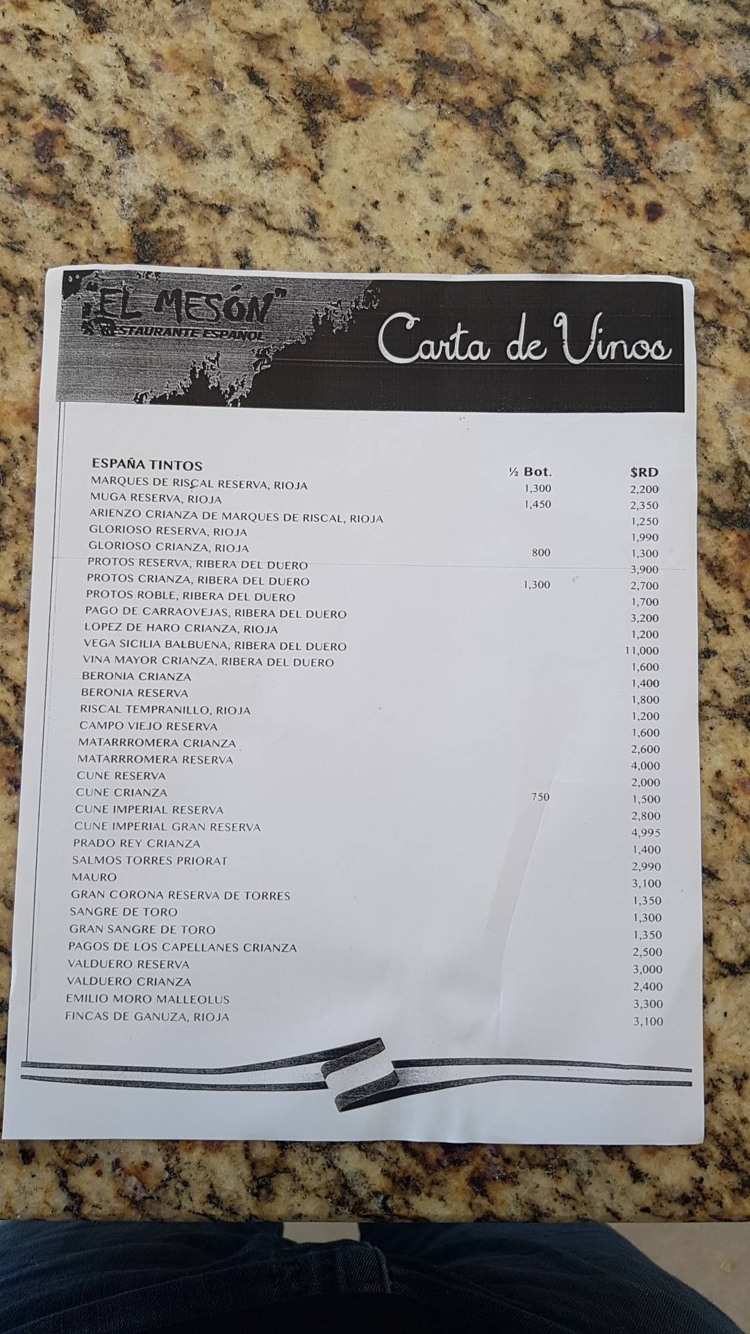 Menu at Meson Spanish Restaurant, Juan Dolio