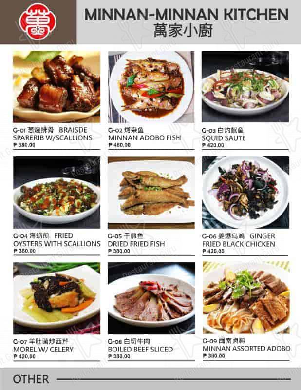 Menu at Minnan-Minnan Kitchen restaurant, Quezon City