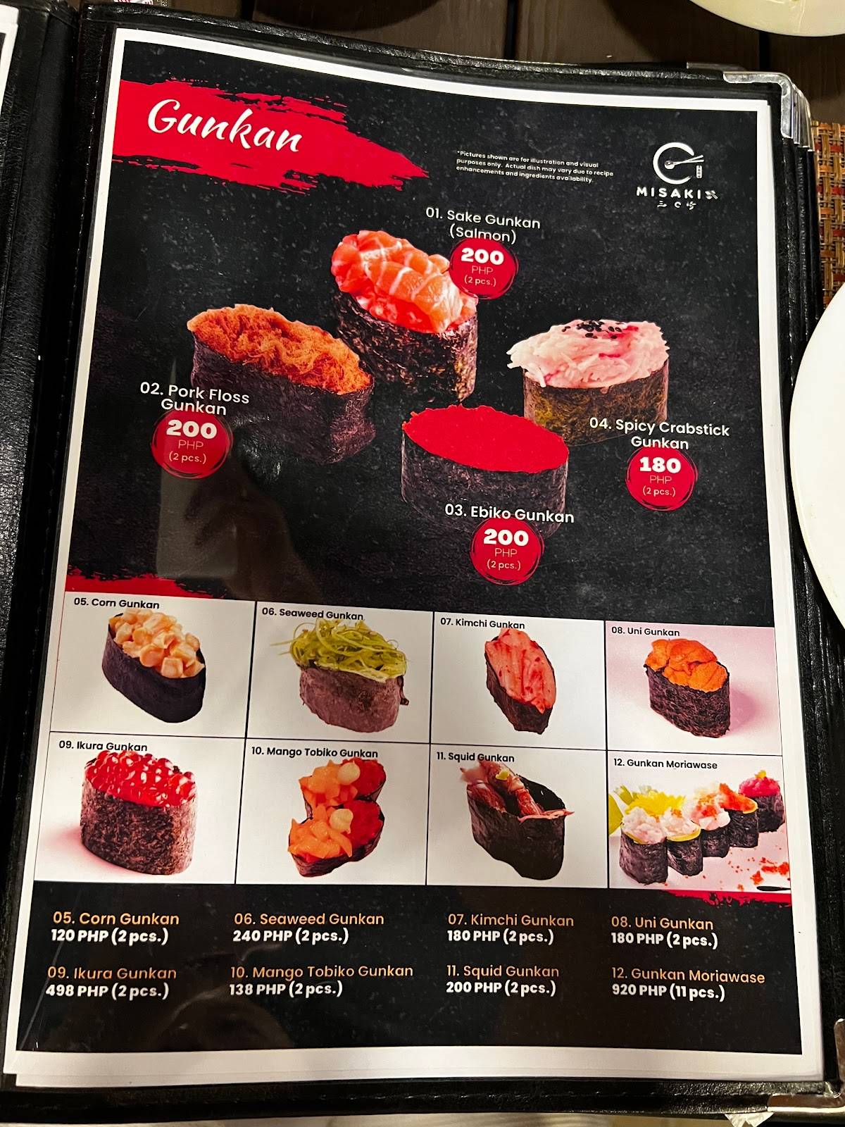 Menu at Misaki Bistro restaurant, Makati