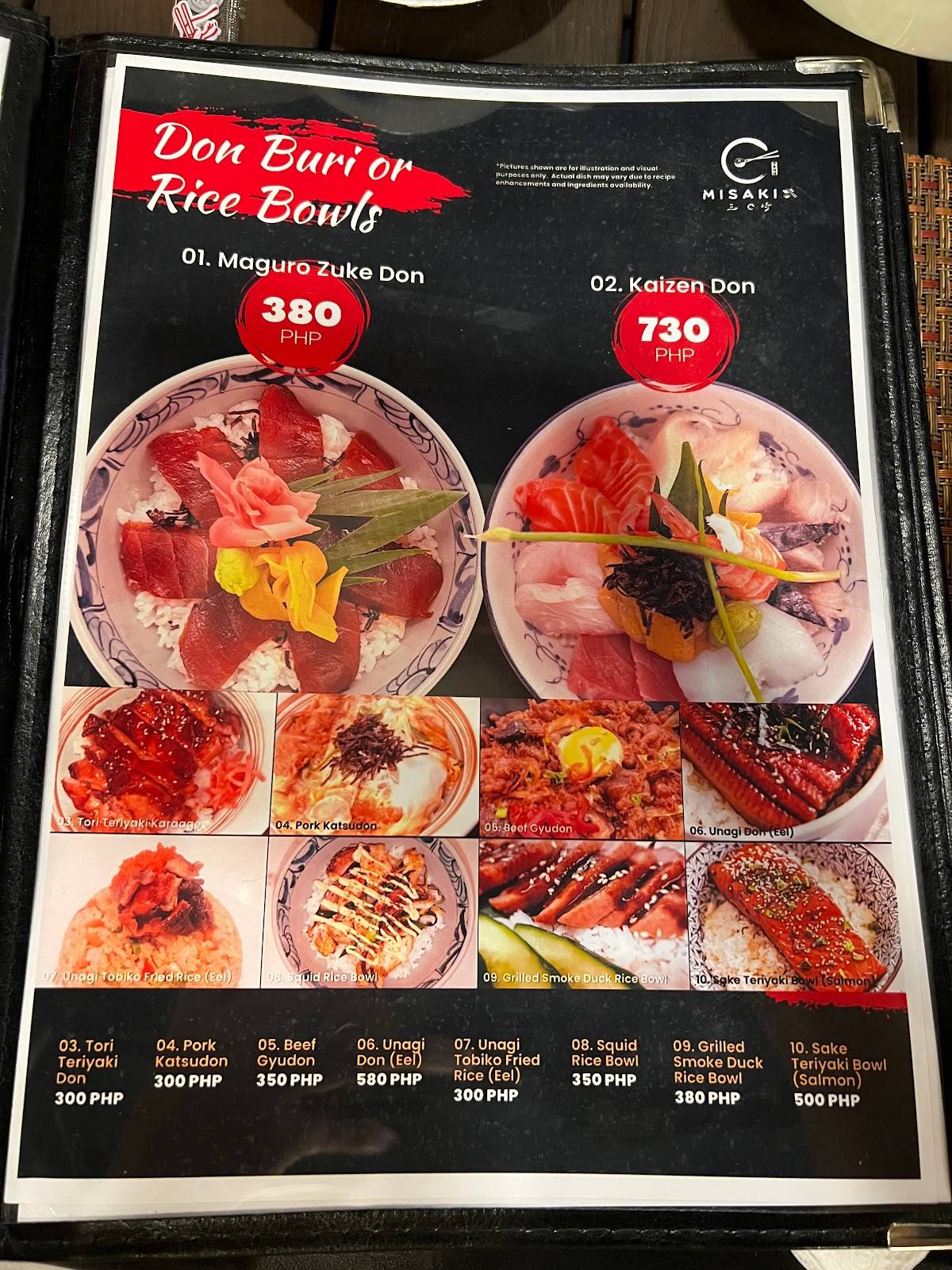Menu at Misaki Bistro restaurant, Makati