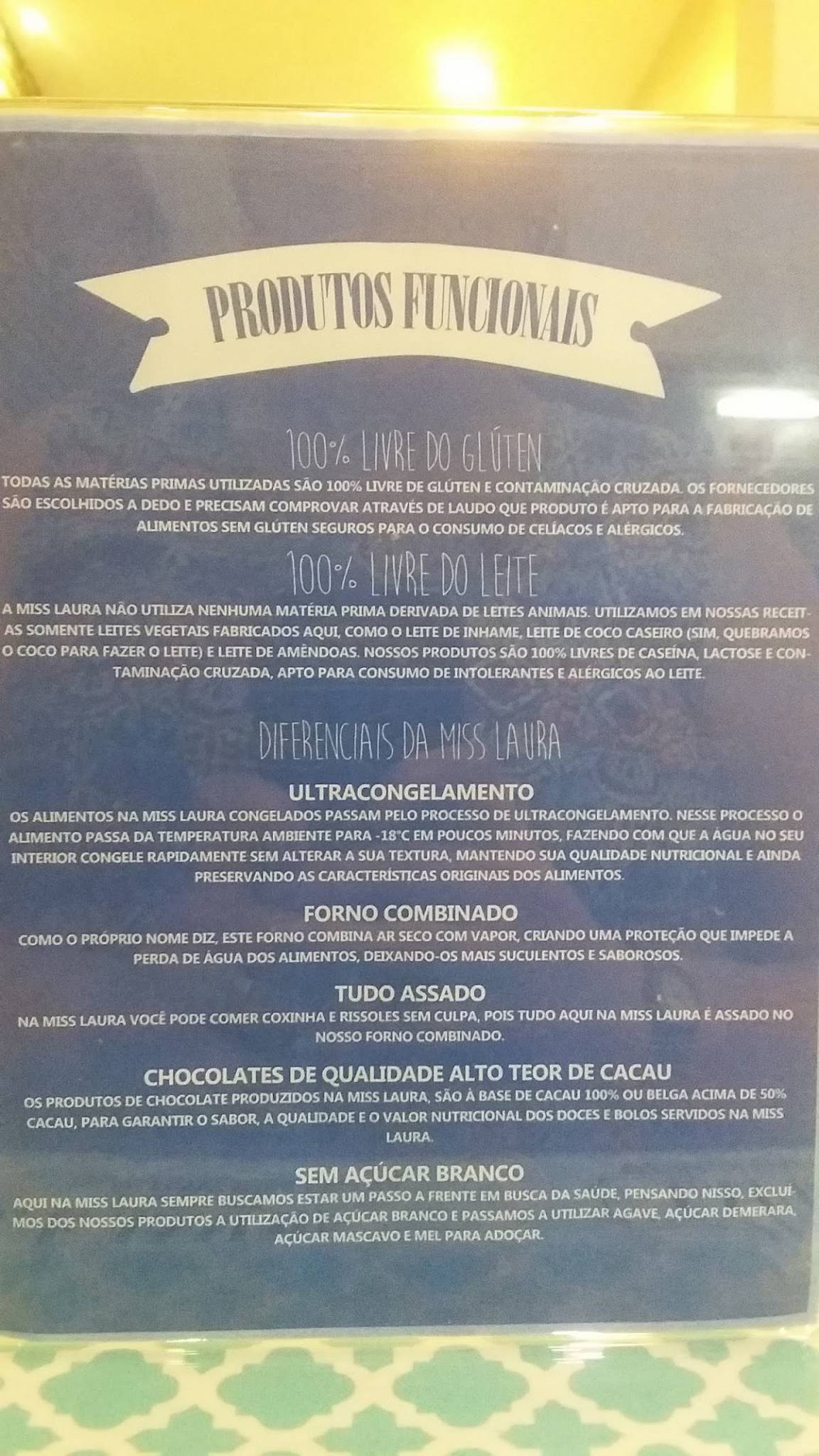 Carta de Miss Laura Cafeteria e Gastronomia Sem Glúten e Lácteos, Foz ...