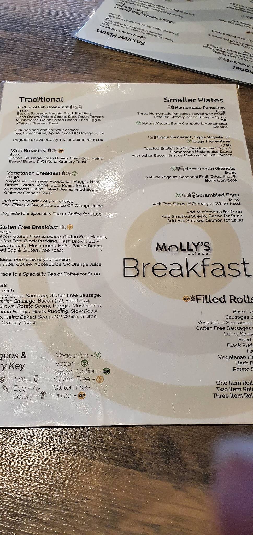 Menu at Molly's Café Bar, Stonehaven