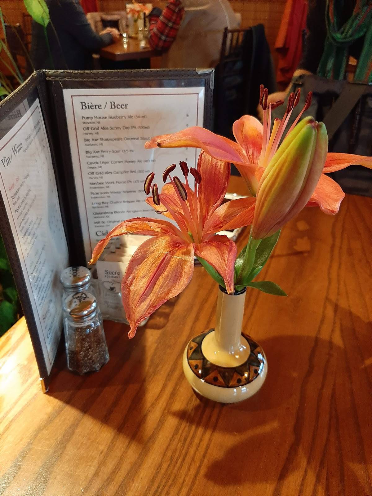 Menu at Calactus restaurant, Moncton