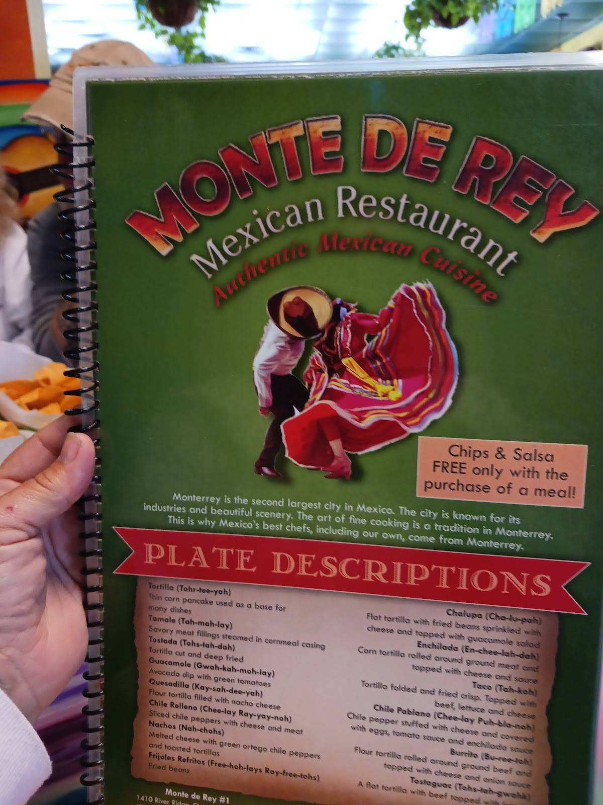 Menu at Monte De Rey Mexican Restaurant, Clemmons, Harper Rd