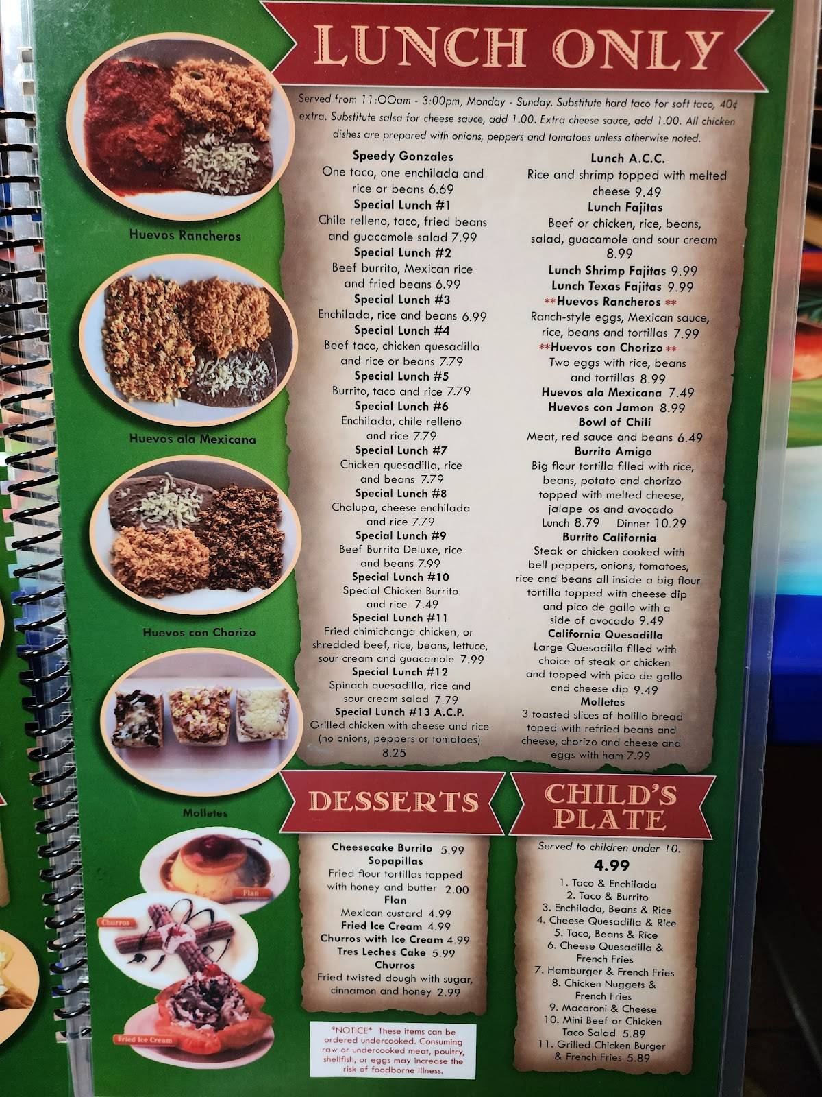 Menu at Monte De Rey Mexican Restaurant, Clemmons, Harper Rd