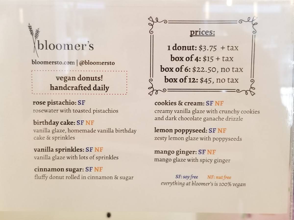 Menu at Mos Mos Coffee & Cookie Shop cafe, Toronto, 655 Bay St.